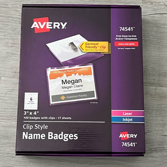Avery | Office | New Avery Name Badges Tags W Clips 3 X 4 Printable ...